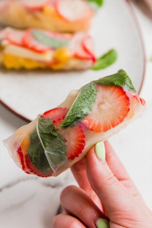 Fruit Rice Paper Rolls with Yogurt Sauce - Unbound Wellness