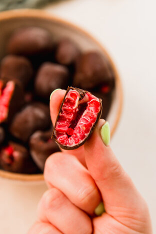 Layered Chocolate Covered Frozen Raspberries - Unbound Wellness