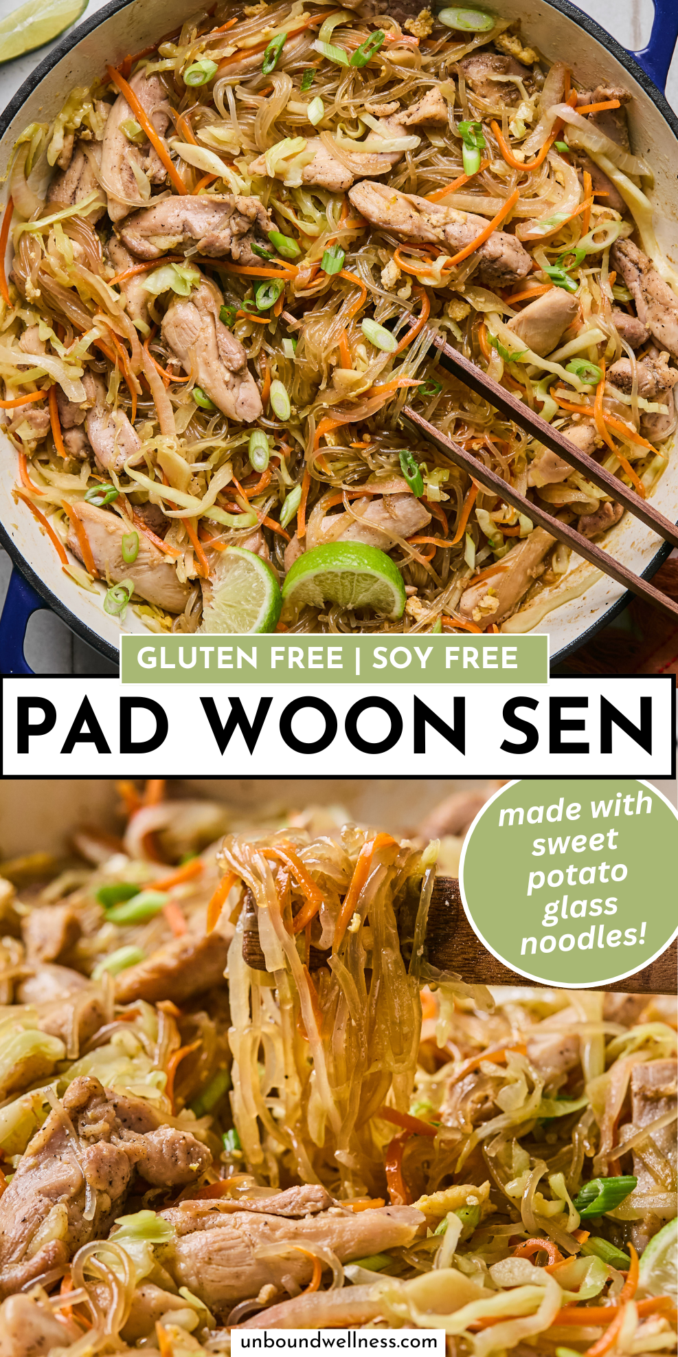 Pad Woon Sen {Thai Glass Noodle Stir Fry | Gluten Free} - Unbound Wellness