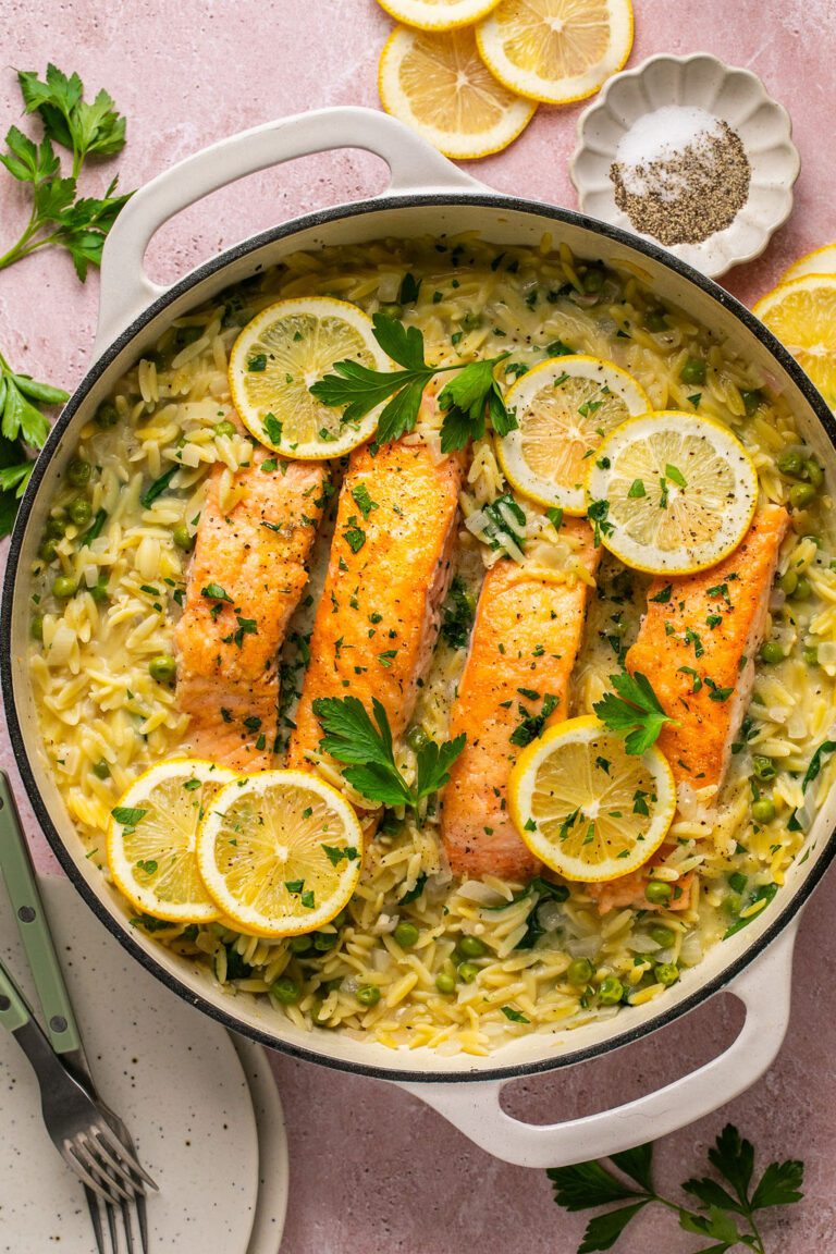 One Pan Salmon & Orzo {gluten free} - Unbound Wellness