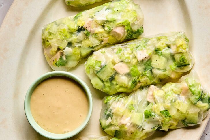 Chicken Caesar Salad Rice Paper Rolls - Unbound Wellness